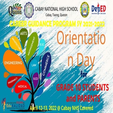 CAREER GUIDANCE PROGRAM FOR GRADE 10 STUDENTS | PPTX