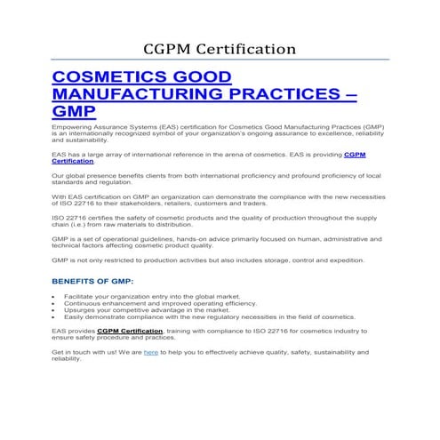 Cgpm certification | PDF