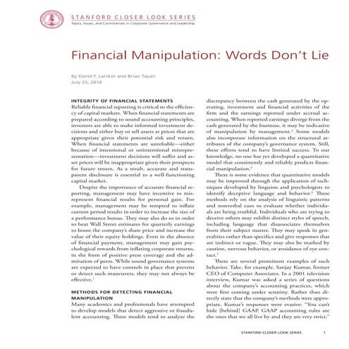 Financial Manipulation: Words Don't Lie | PDF