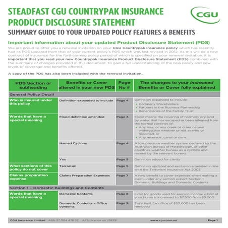 Statewide Insurance - Cgu Country Pack Insurance Upgrades | PDF