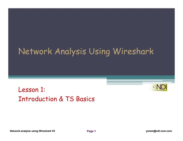 Network Analysis Using Wireshark Lesson 1 Introduction To Network