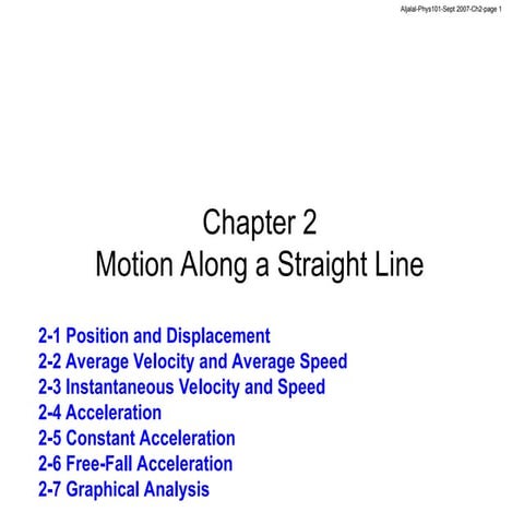Kinematics in 1D; ch-02 [Animated slides].ppt