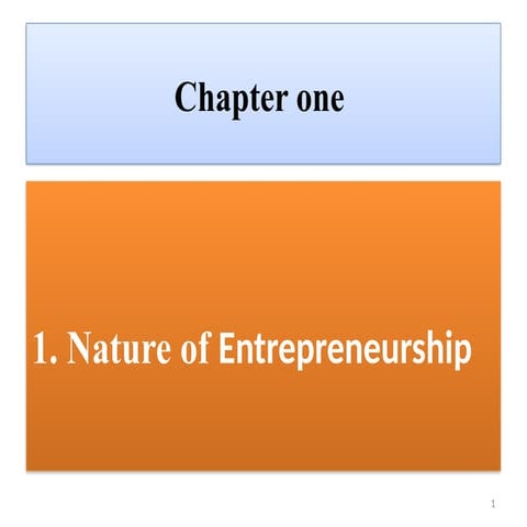 CHAPTER ONE Nature of Entrepreneurship for freshman student | PPTX