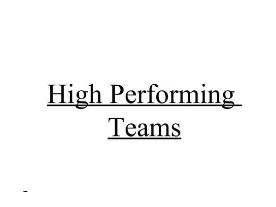 Creating A High-Performance Team | PPT