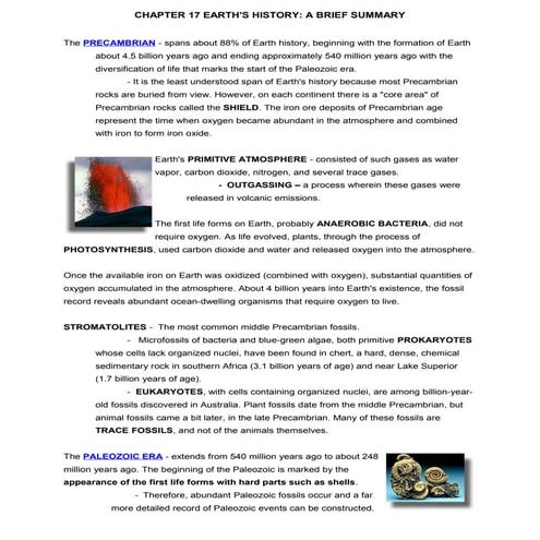 Earth's History Notes | DOC | Geography | Science