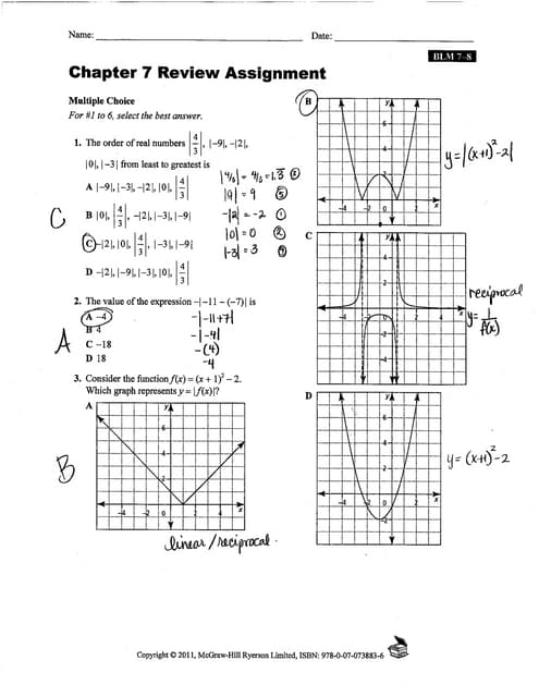 Ch. 8&9 review assignment key | PDF