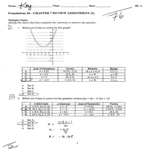 Mrs. Sack's Ch. 7 review assignment(2)key | PDF