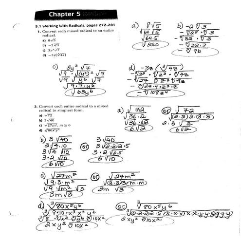 Mrs. Sack's Pre-Calc 20 Ch. 5 review assignment answer key (pg 304) | PDF