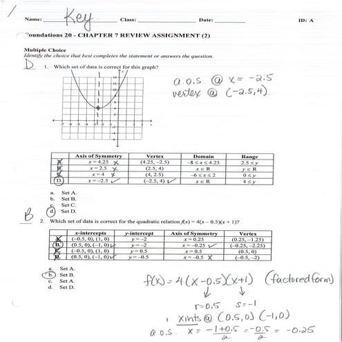 Mrs. Sack's Foundations 20 Ch. 7 review assignment(2)key | PDF