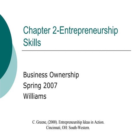 Ch. 2 Entrepreneurship Skills | PPT