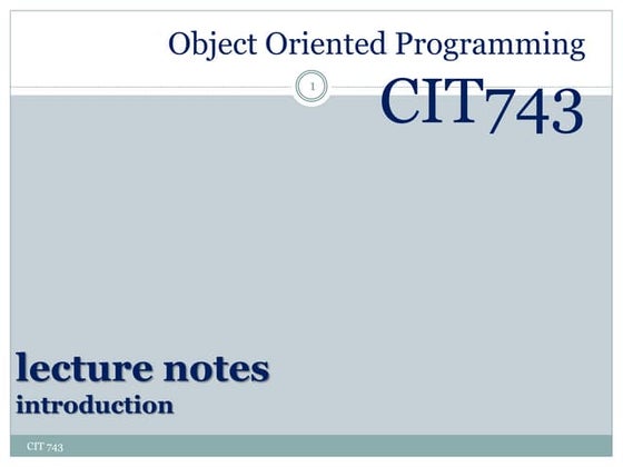 Object Oriented Programming Ppt 