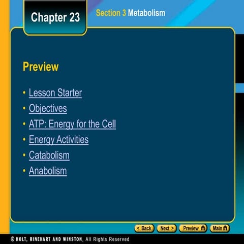 Chem 45 Biochemistry: Stoker chapter 23 Metabolism Introduction | PDF