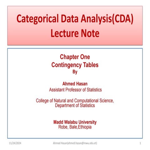 Introduction to Categorical Data Analysis: Contingency Table | PDF