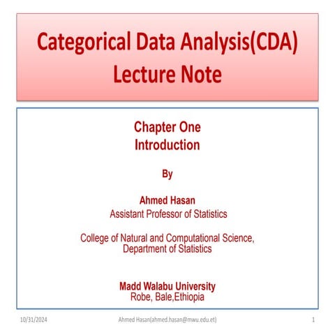 Introduction to Categorical Data Analysis | PDF