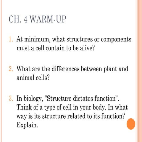 Ch. 4 Cells High School AP Biology Introduction | PPTX