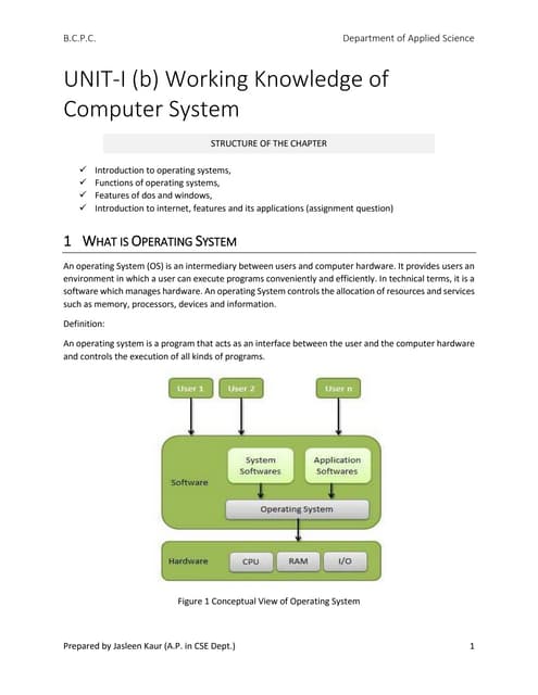 Presentation On Operating System And Its Components Pptx Operating Systems Computer Software