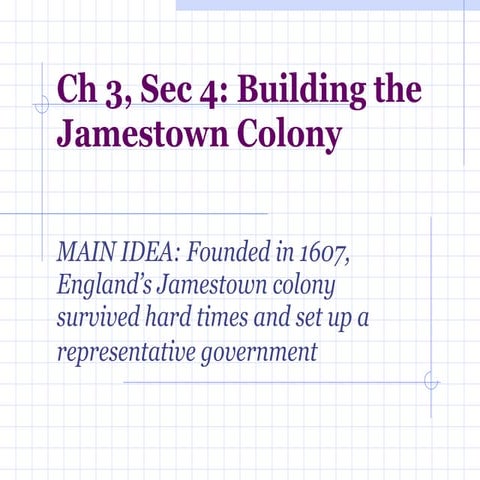 Chapter 3 jamestown and plymouth | PPT