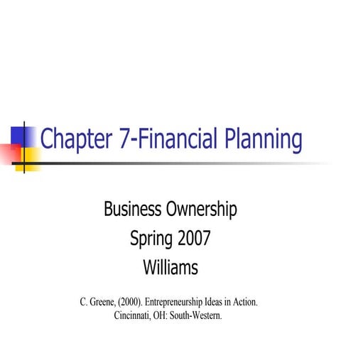 Ch. 7 Financial Planning | PPT