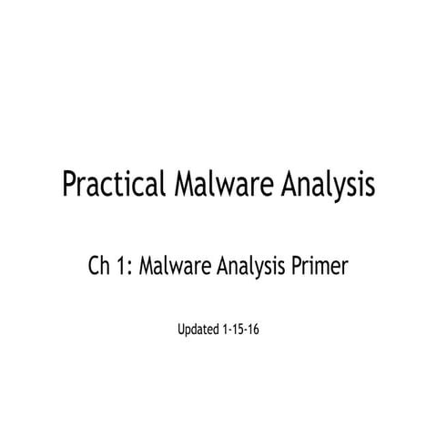 Cnit 126 Ch 0: Malware Analysis Primer & 1: Basic Static Techniques | Pdf