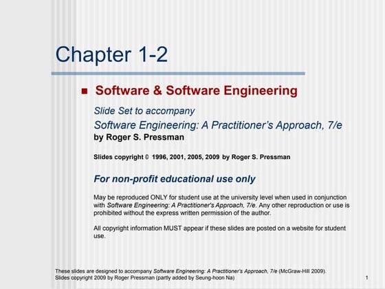 Chapter 01 software engineering pressman | PPT | Computer Software and Applications | Computing