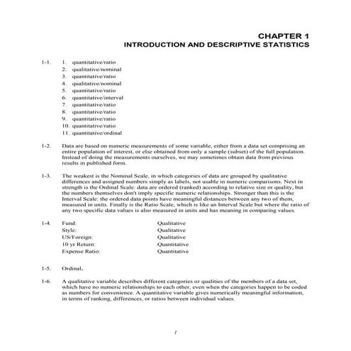 Business Statistics- Amir Solutions- Chap 1 | PDF