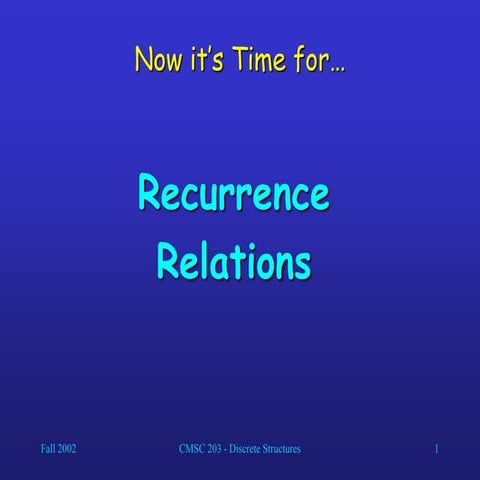 Recurrence Relations For Discrete Mathematics Ppt