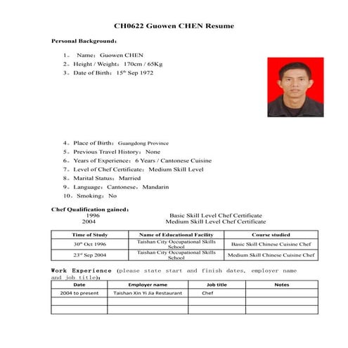 Ch0622 guowen chen cv english | PDF