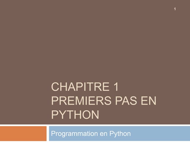 Programmation En Python Chapitre 1 Pptx Ppt 1360