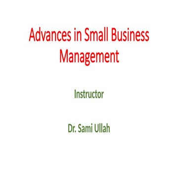 Ch # 1 small business entrepreneurship . | PPT