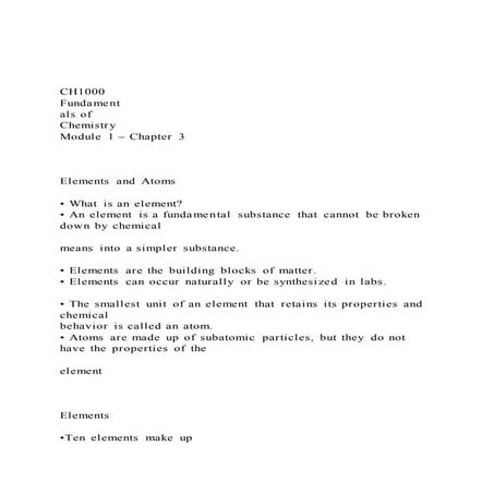CH1000 Fundamentals of ChemistryModule 1 – Chapter 3 | DOCX
