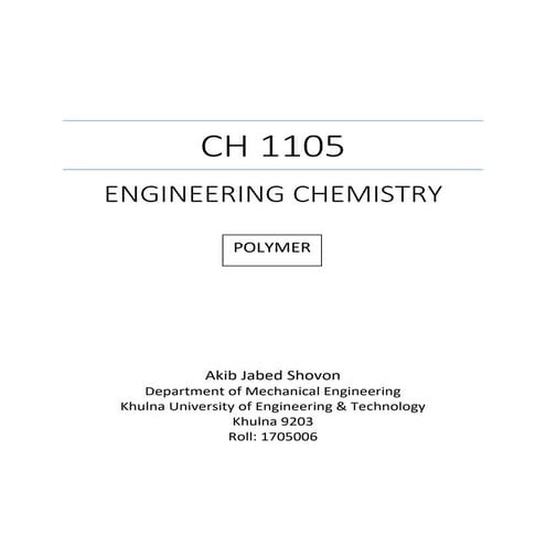 Engineering Chemistry - Polymer | PDF