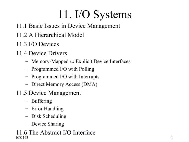 Ch11 Input Output Systems Ppt 8172