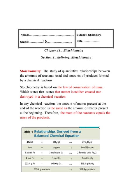 Stoichiometry | PPTX