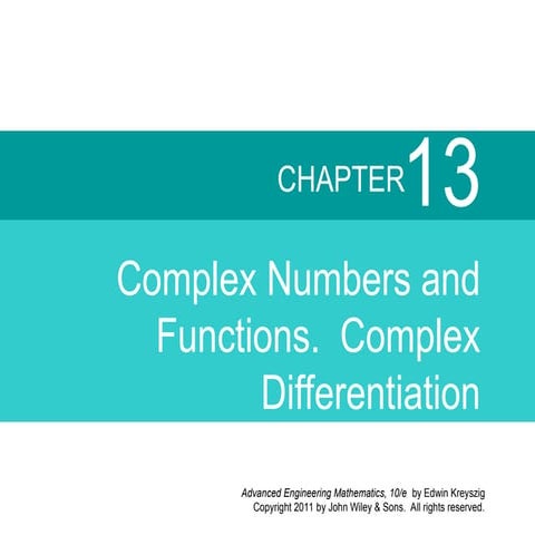 Complex Numbers and Functions and Complex Differentiation | PPT