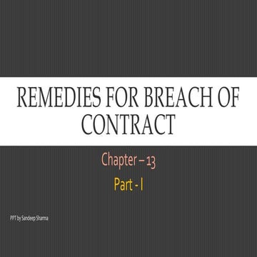 Remedies for Breach of Contract "PART 1" (Chapter 13) - Business Law | PPTX