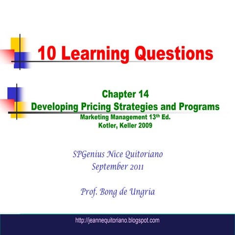 Chapter 14 - Developing Pricing Strategies and Programs | PPTX