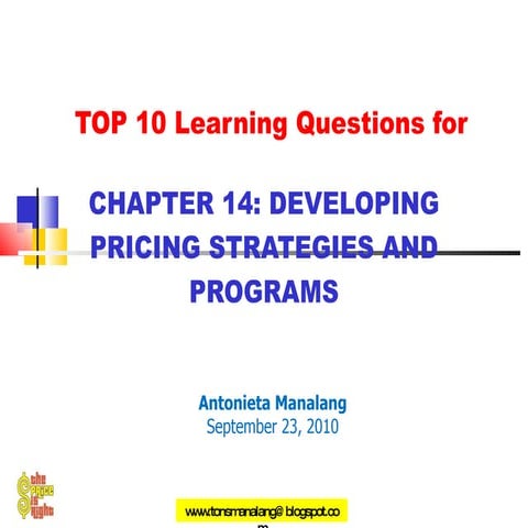 Ch 14 Developing Pricing Strategies And Programs- Manalang | PPT
