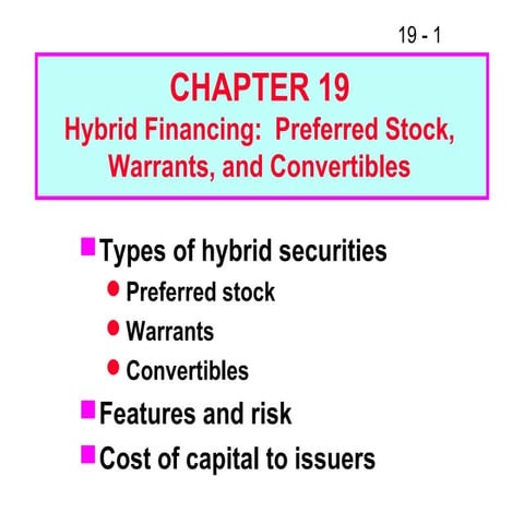 Ch 19 show. hybrid financing | PPT