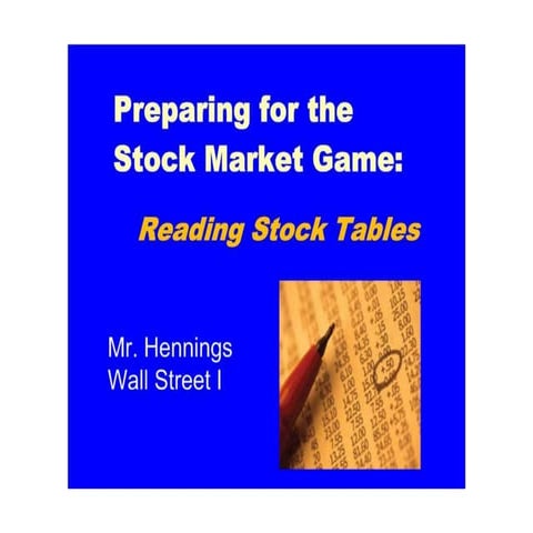 Ch 1 a how to read a stock table | PPTX