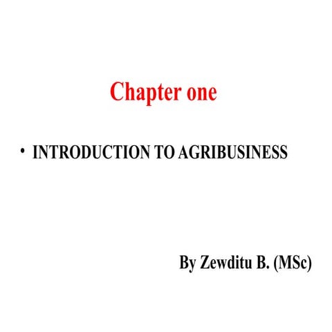 Introduction to agribusiness Management in value | PPTX