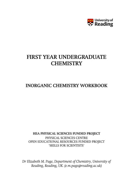 Lecture Notes for Inorganic Chemistry | PDF | Chemistry | Science