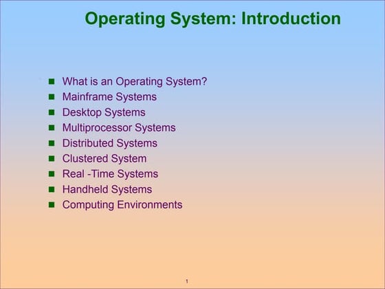 What is an Operating System and what are different types of OS | PPT