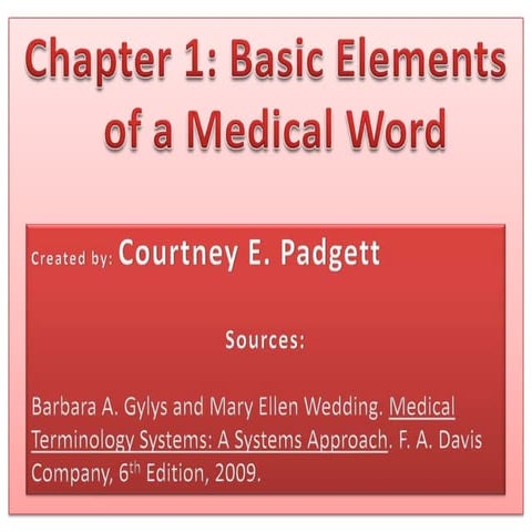 Chapter 1: Basic Elements of a Medical Word | PPTX