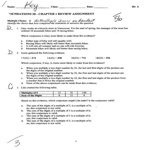 Mrs. Sack's Pre-Calc 20 Ch. 4 review assignment answer key | PDF