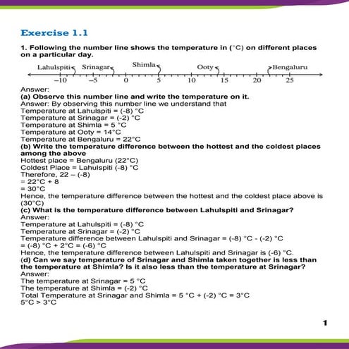 Ch 1 solutions class (7) mathematics | PDF