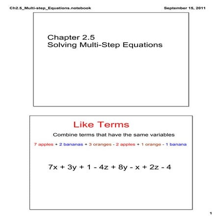 Ch2.5 Multi-Step Equations | PDF
