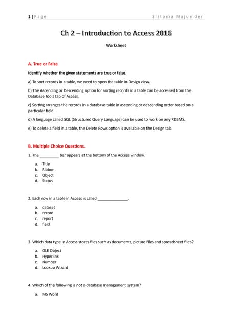 Access practicals 2015 | DOC | Databases | Computer Software and ...