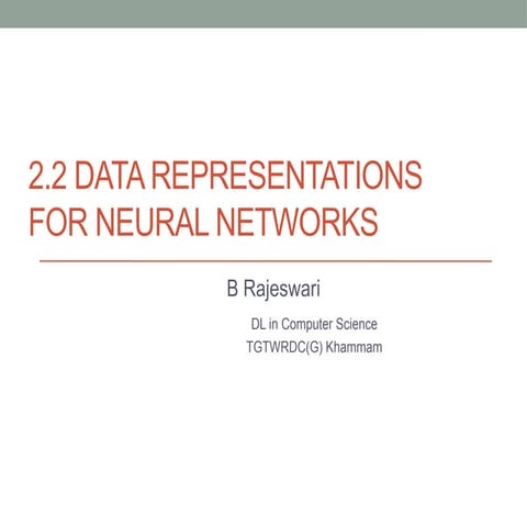 Data Representations for Neural Networks (Deep Learning Fundamentals ...