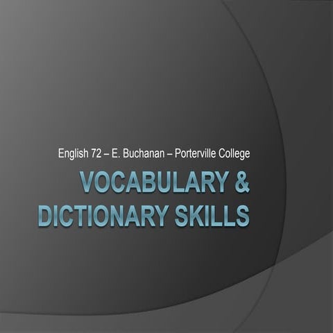 Vocabulary and Dictionary Skills | PPTX