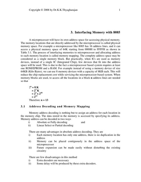 Interfacing memory with 8086 microprocessor | PPTX | Data Storage and Warehousing | Computing